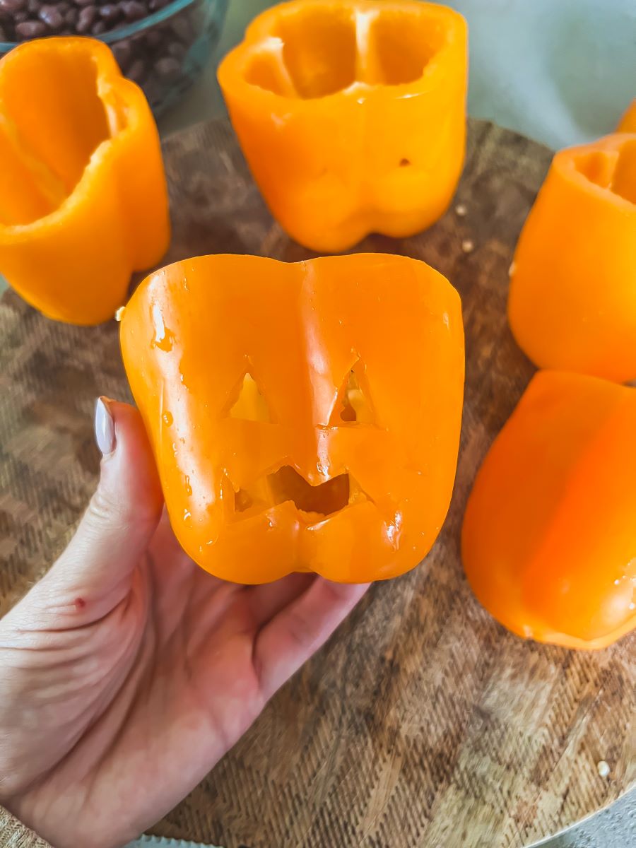 How to Make the Cutest Jack-O'-Lantern Stuffed Peppers