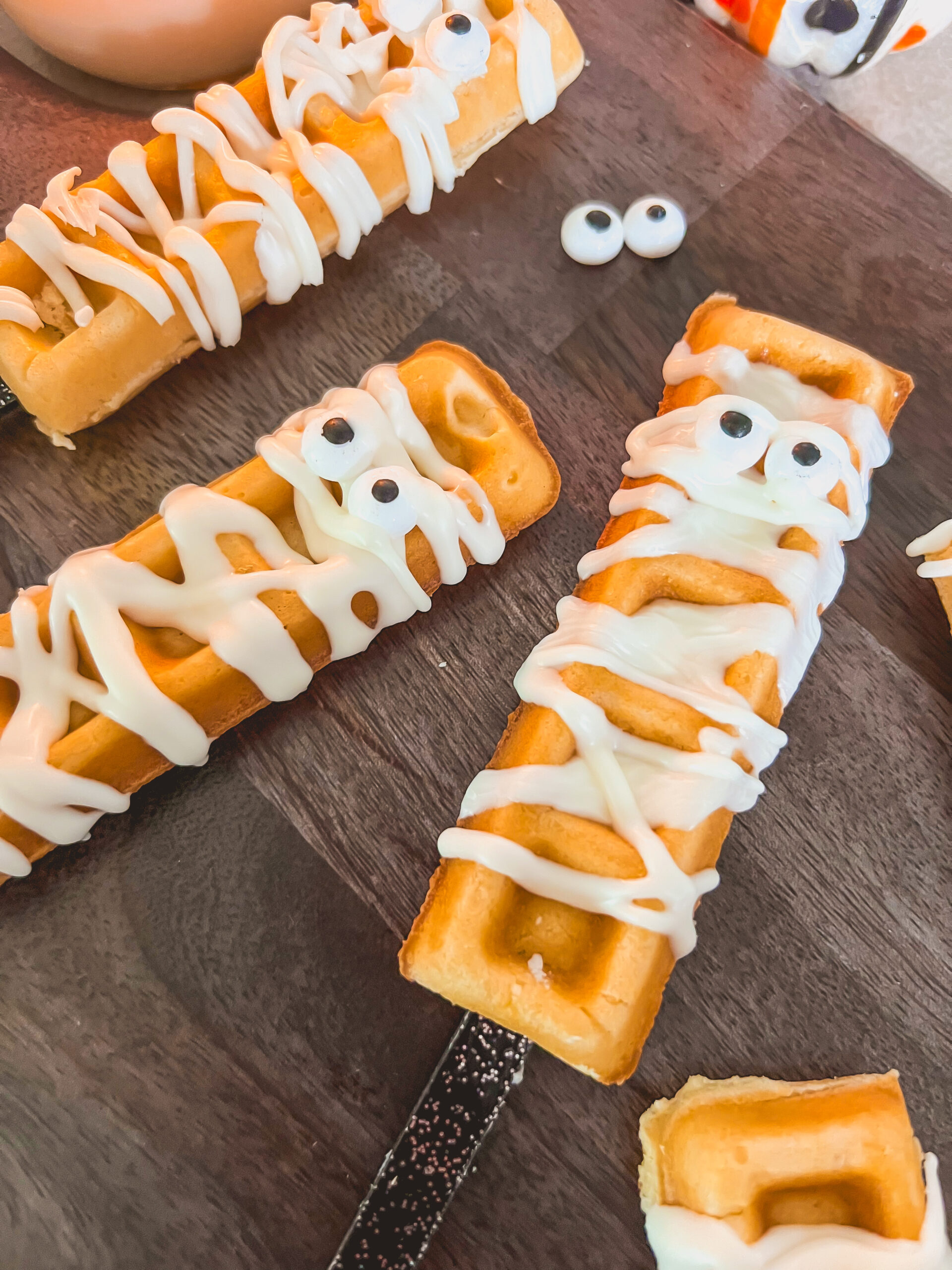 How to Make Simple and Spooky Waffle Mummy Sticks!